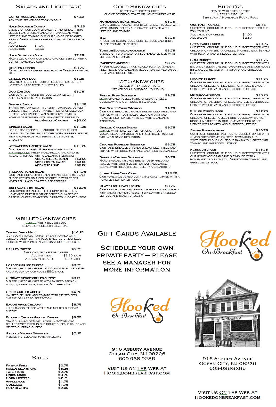 Lunch Menu – Hooked on Breakfast