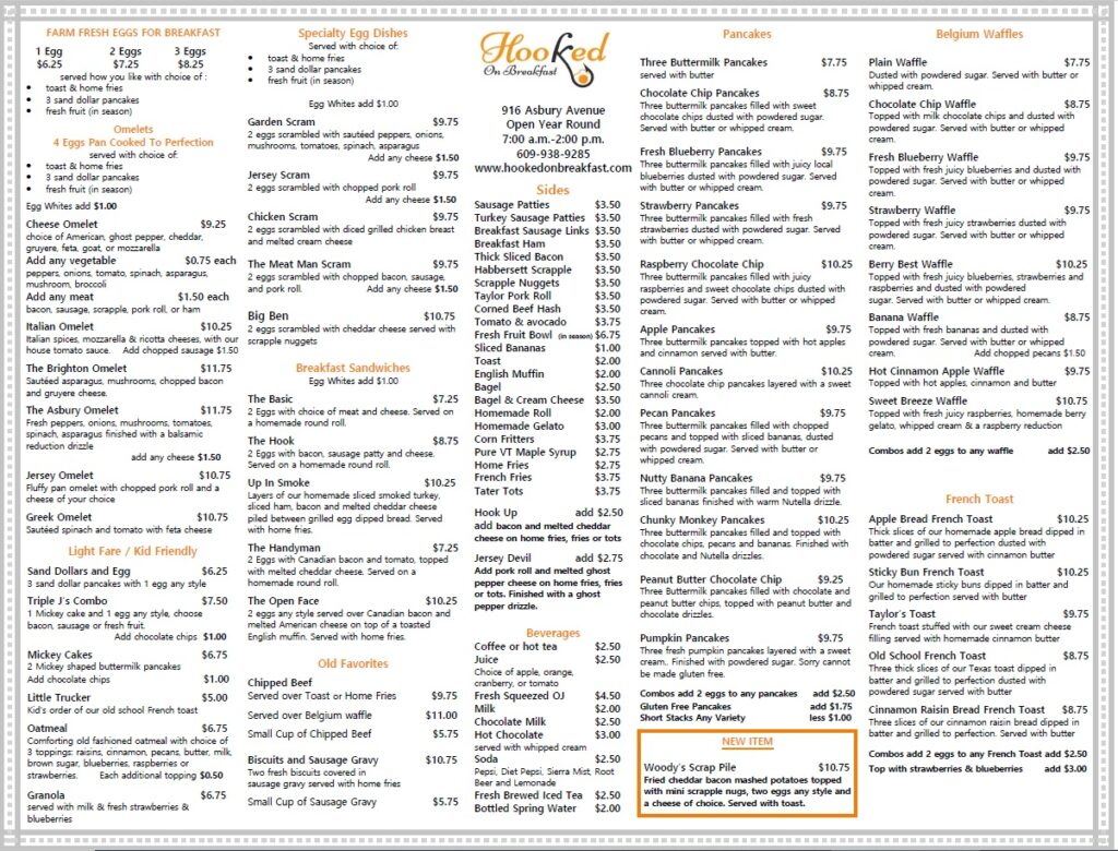 Breakfast Menu – Hooked on Breakfast
